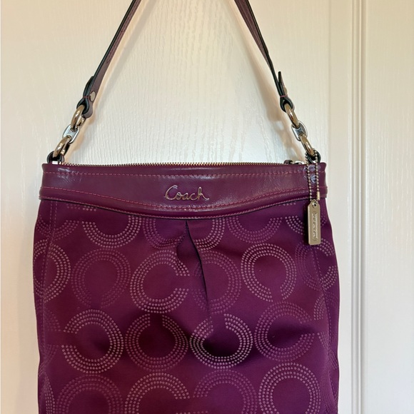 Coach | Bags | Coach Purple Ashley Dotted Op Art Hippie Bag F2088 ...